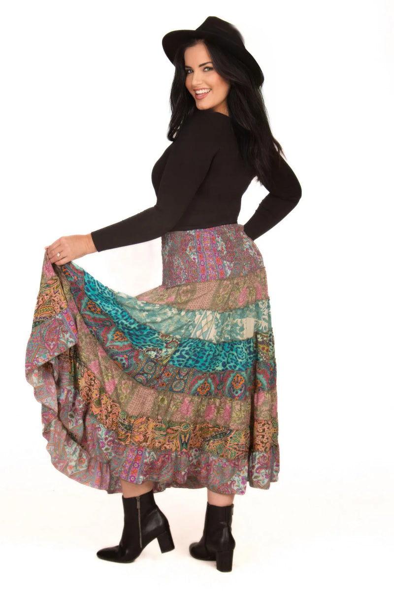 Silk Tiered Gypsy Skirt - Jade Green Colourway – Spirit Bird The Label